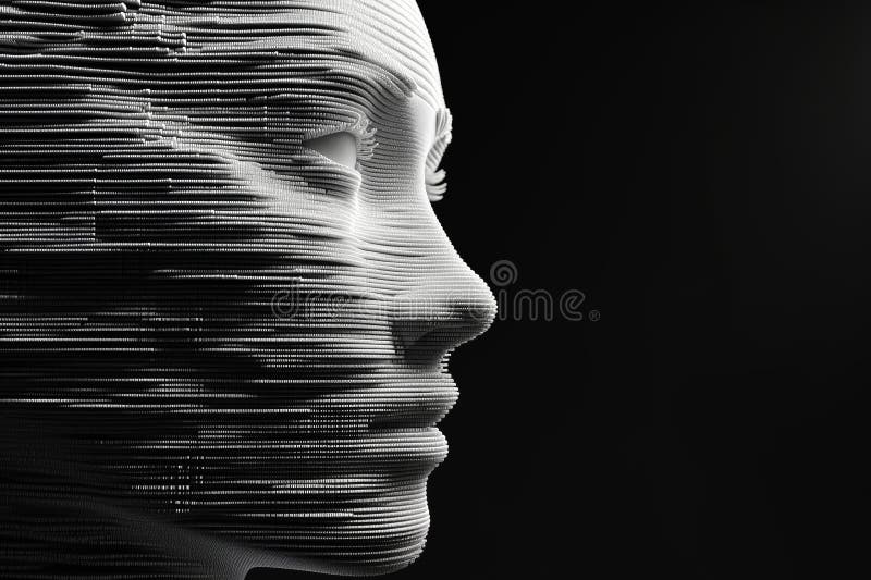 Concept of Artificial Intelligence or AI, Human Face Made of Dots and ...