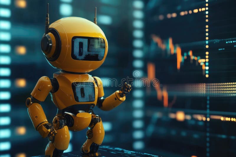 Concept of Artificial Intelligence. AI Robot Help Analyze for Trader ...