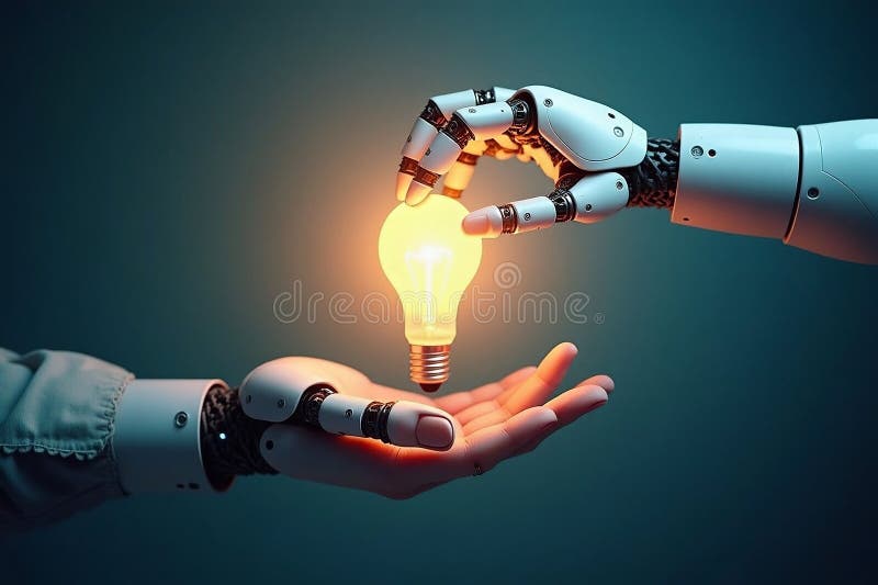 Robot Hands Point To Laptop Button Advisor Chatbot Robotic Artificial ...