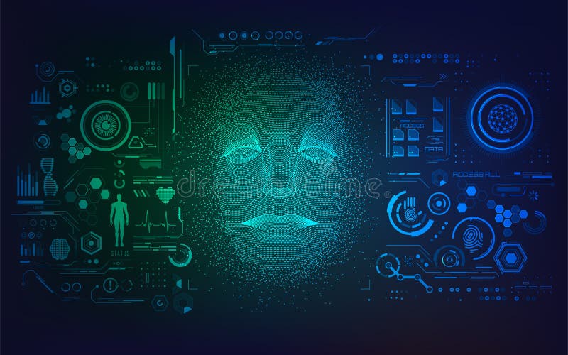 Radar Face stock vector. Illustration of digital, brain - 100038652