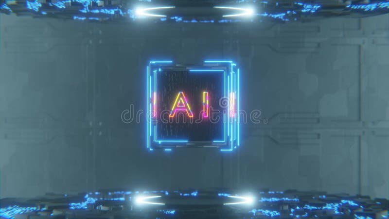 The Concept of Artificial Intelligence. Cube Rotation Labeled AI Stock ...