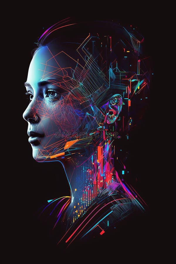 Concept of Artificial Intelligence in Human-android Illustration Stock ...