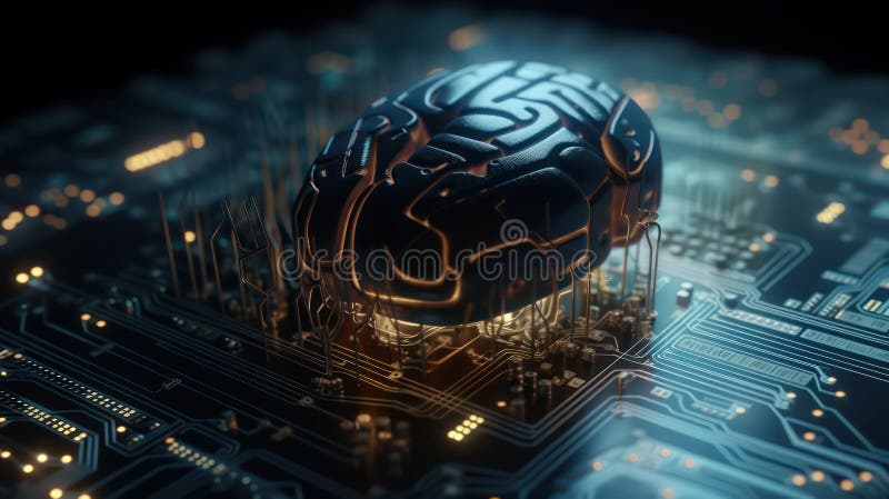 The Concept of Artificial Intelligence Illustrated by a Human Brain on ...