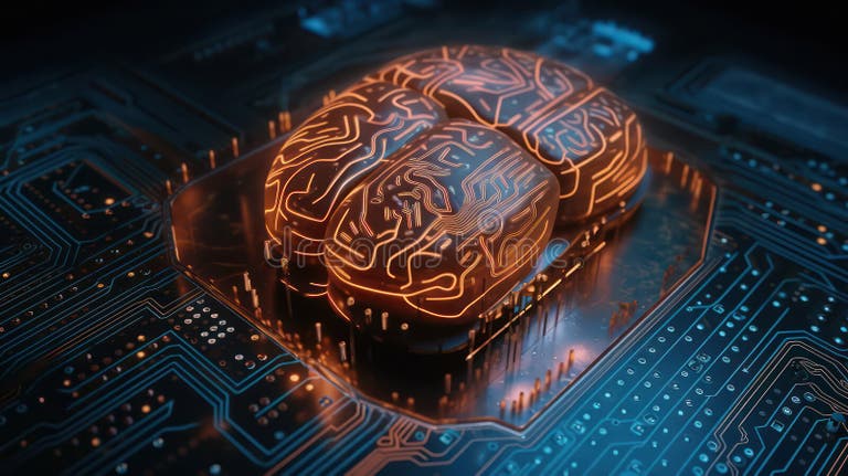 The Concept of Artificial Intelligence Illustrated by a Human Brain on ...