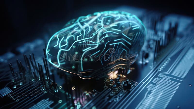 The Concept of Artificial Intelligence Illustrated by a Human Brain on ...