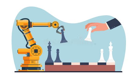 Concept of Artificial Intelligence, Robot and Human Playing Chess ...