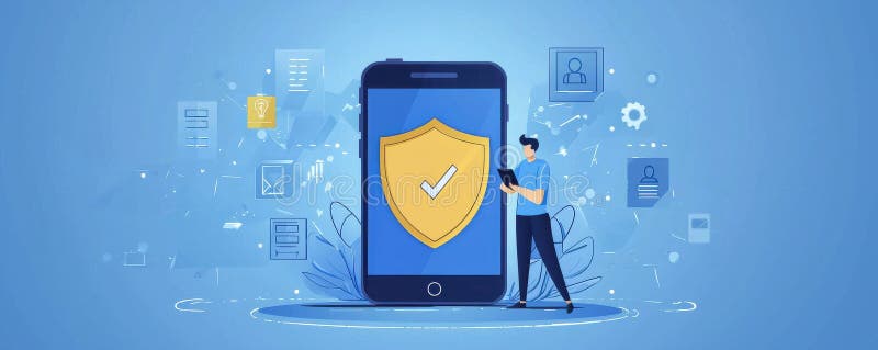 Digital Illustration of Online Security Focusing on Smartphone ...