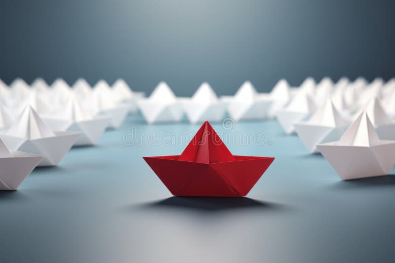 Concept As a Group of Paper Ship in One Direction and Icon for ...