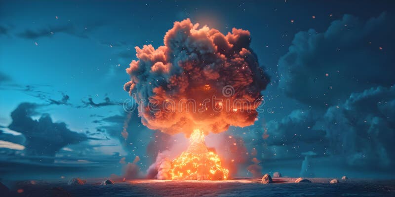 A Striking Depiction of an Atomic Bomb Explosion Featuring a Towering ...