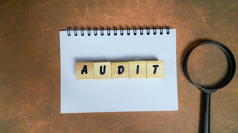 Concept Audit Writing Wooden Cube Isolated Work Desk Stock Photos ...