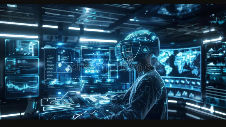 7 Concept of Augmented Reality 3D Hologram Projection Data Interface Stock Illustration ...