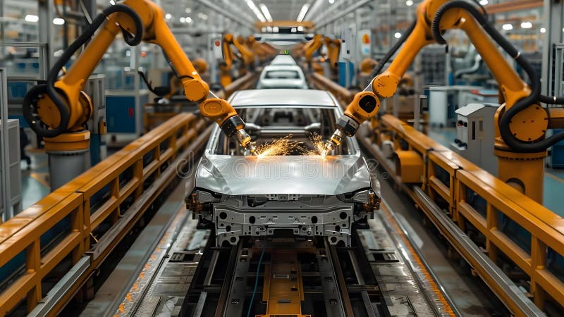 Robotic Symphony in Auto Manufacture. Concept Automated Assembly Lines ...