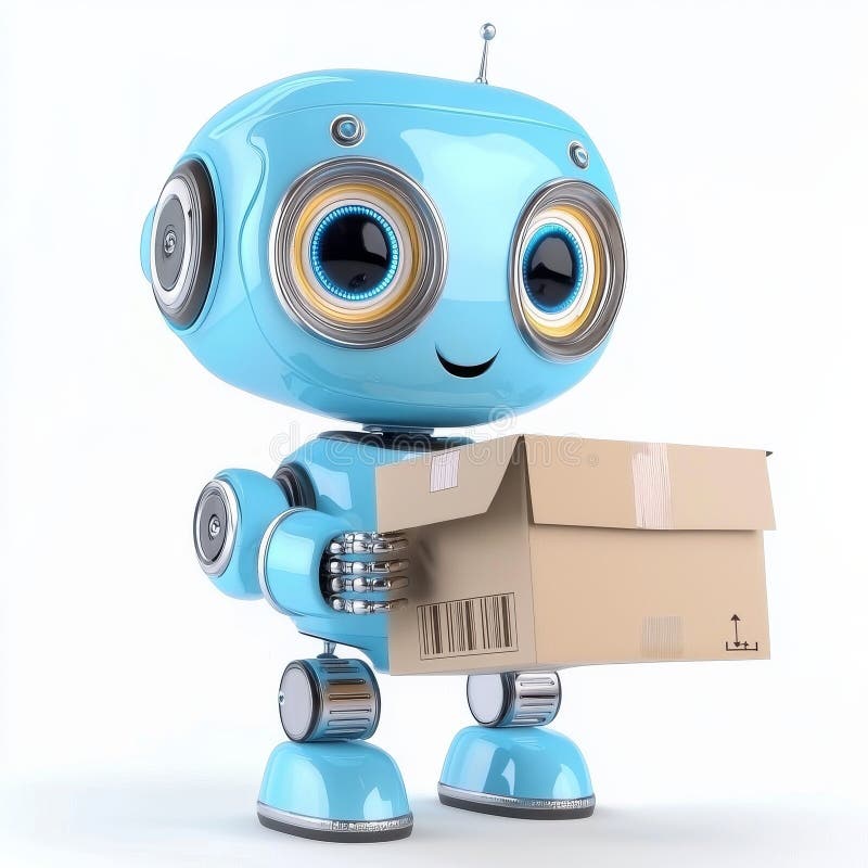 Concept of an Automatic Warehouse with a Delivery Robot Holding a ...