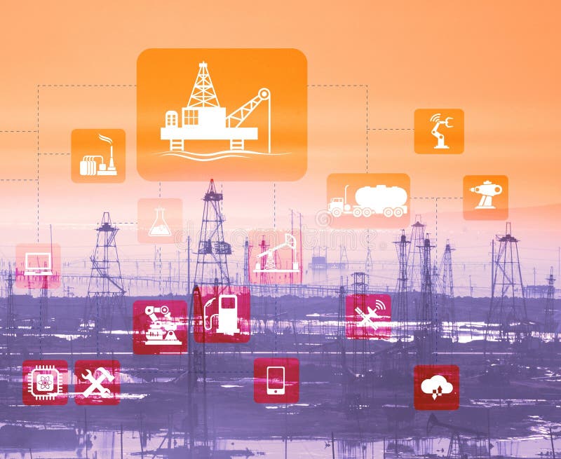 Concept of Automation in Oil and Gas Industry Stock Illustration ...