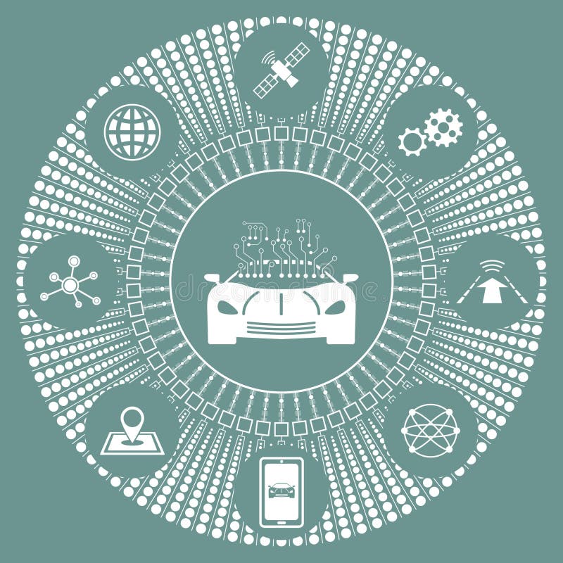 Concept of autonomous car stock illustration. Illustration of ...