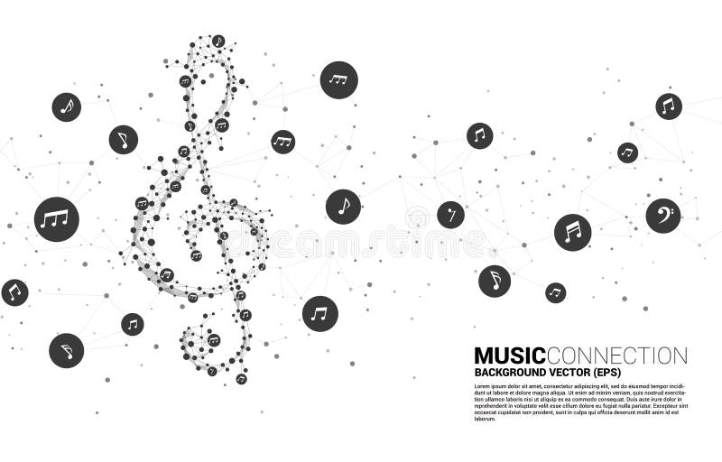 Vector Sol Music Key Note from Dot Connect Line. Stock Illustration ...