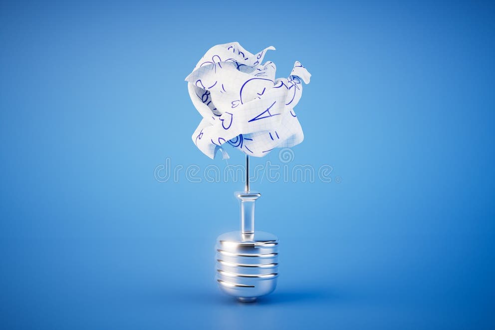 The Concept of Bad Ideas. a Crumpled Sheet of Paper on a Light Bulb ...