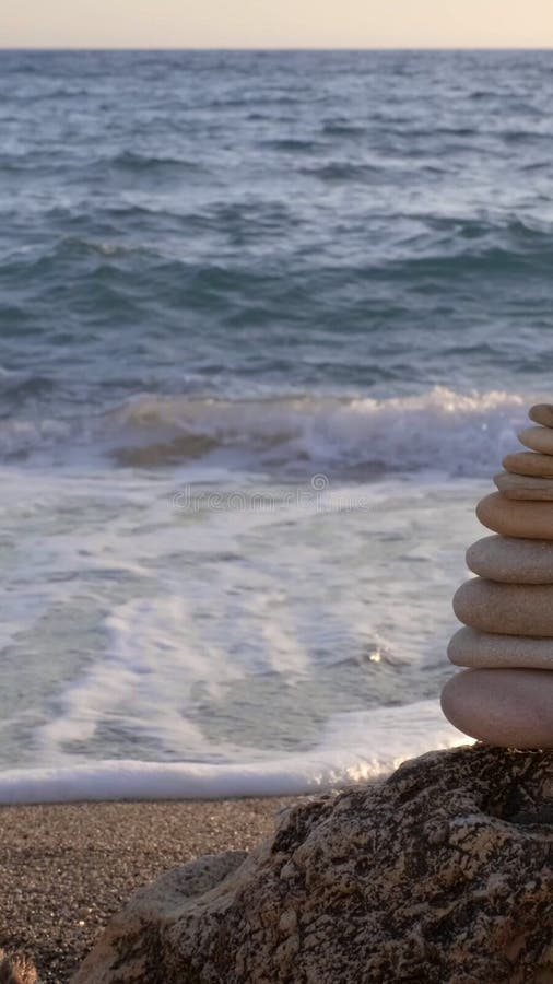 Concept of Balance and Harmony - Stone Stacks on the Beach Stock Photo ...