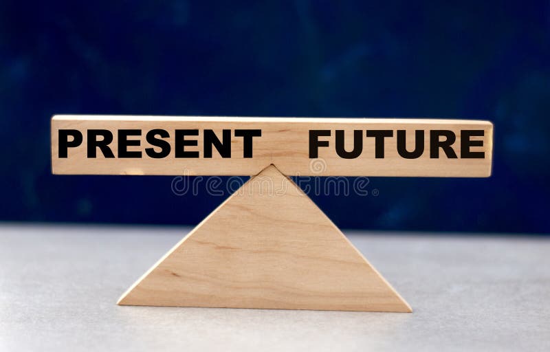 Concept of the Balance of Words Present and Future on Wooden Scales ...