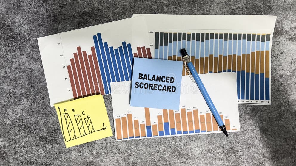 Concept of Balanced Scorecard Write on Sticky Notes Isolated on Wooden ...