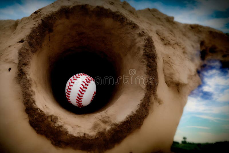 A Baseball Inside of a Hole in the Ground. Generative AI Stock ...