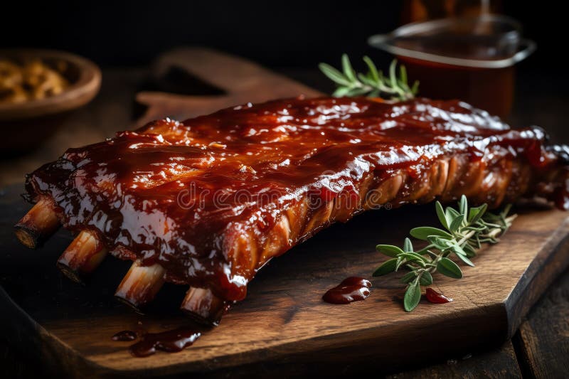 Bbq Ribs in Bbq Sauce. Generative AI Stock Illustration - Illustration ...