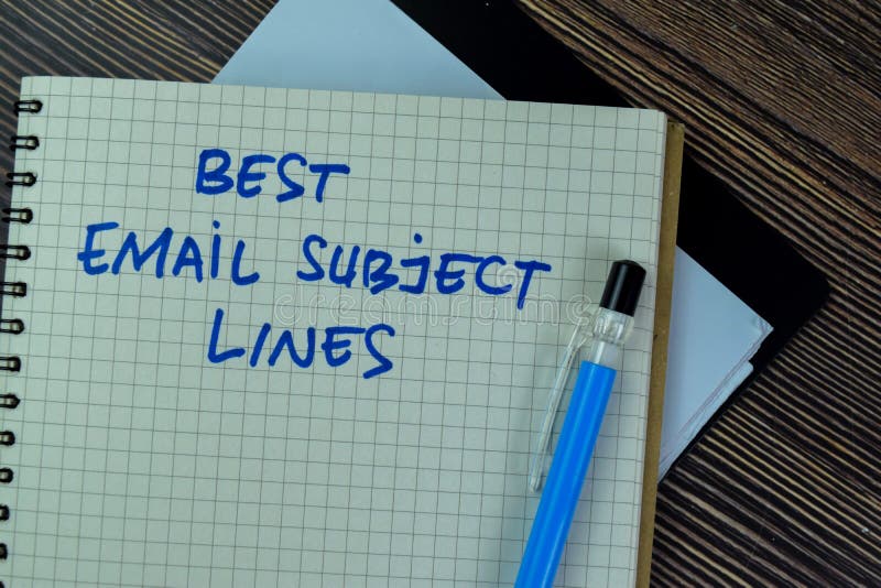 Concept of Best Email Subject Lines Write on a Book Isolated on Wooden ...