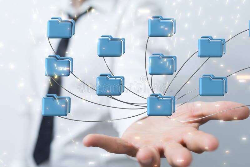 Concept of Big Data Cloud - Digital 3d Icons of Connected Files ...