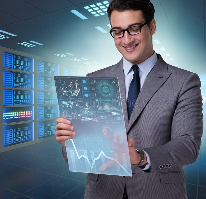 Concept of Big Data Management with Businessman Stock Image - Image of ...