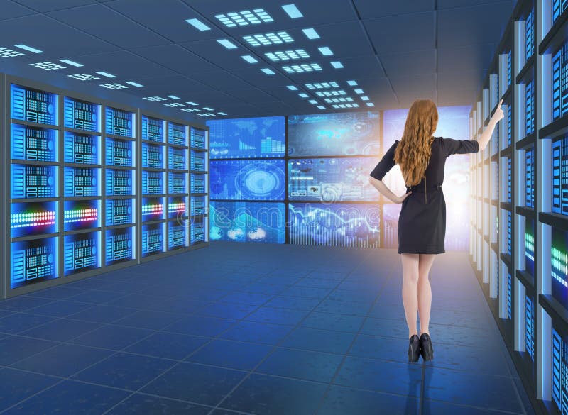 Concept of Big Data Management with Businesswoman Stock Photo - Image ...