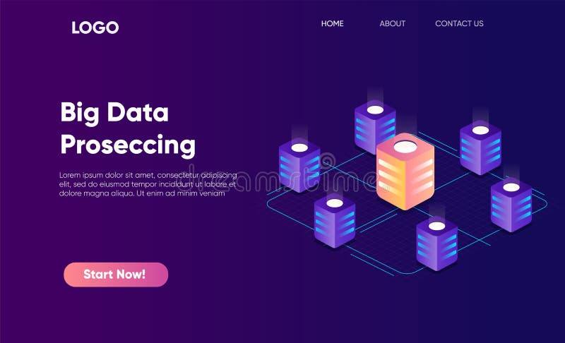 Concept of Big Data Processing in Isometric Style, Cloud Data Storage, 3d Hosting Center ...