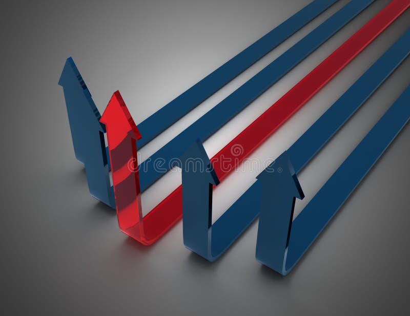 Concept with Big Red Arrow. 3d Illustration Stock Illustration ...