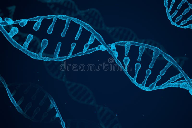 Concept of Biochemistry with Dna Molecule on Blue Background Stock ...