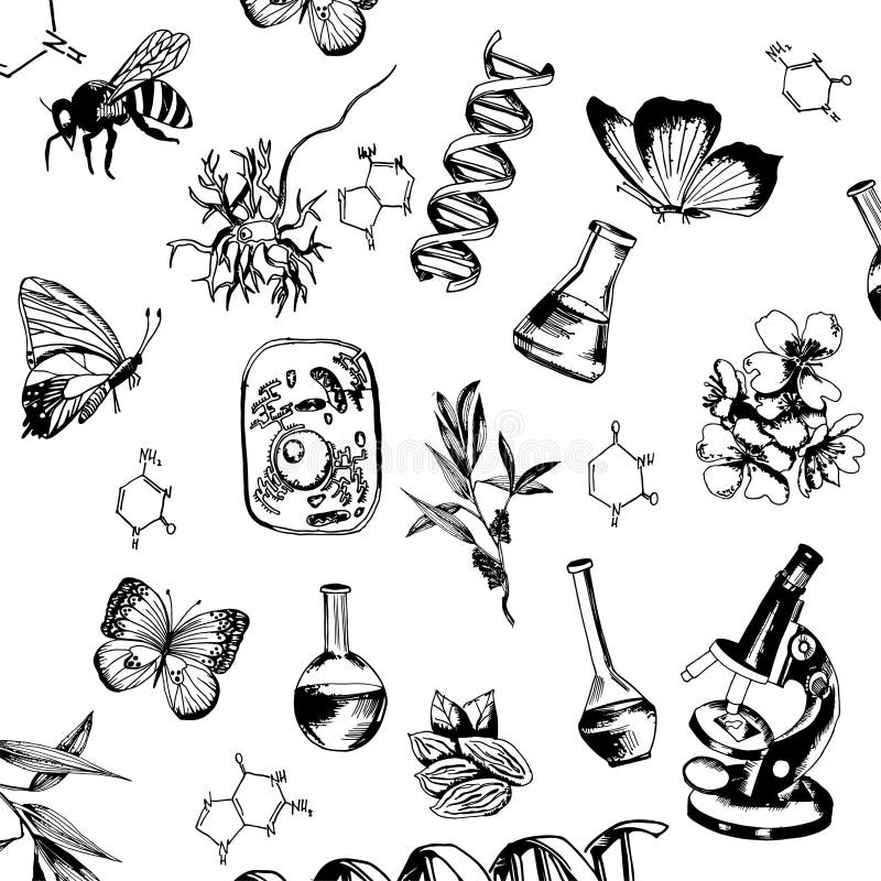 Concept of Biology. Set of Elements on Scientific Topics Stock Vector ...