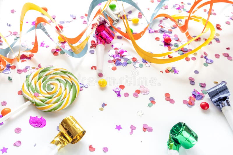 Concept Birthday Party on White Background Top View Pattern Stock Photo ...