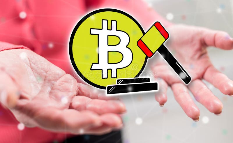 Bitcoin Regulation Concept Drawn by a Man on a Ladder Stock Photo ...