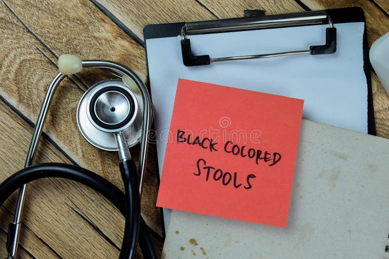 Concept of Black Colored Stools Write on Sticky Notes with Stethoscope ...