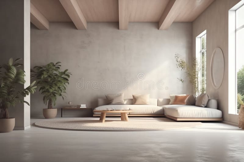 Blank Living Room Interior with, 3d Rendering. Generative AI Stock ...