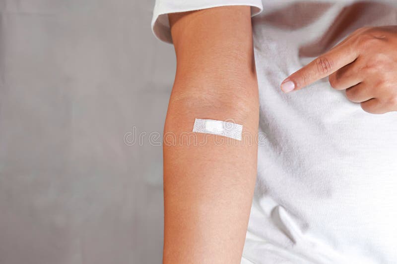 Hand Pointing To Arm with Injection Marks Stock Image - Image of ...