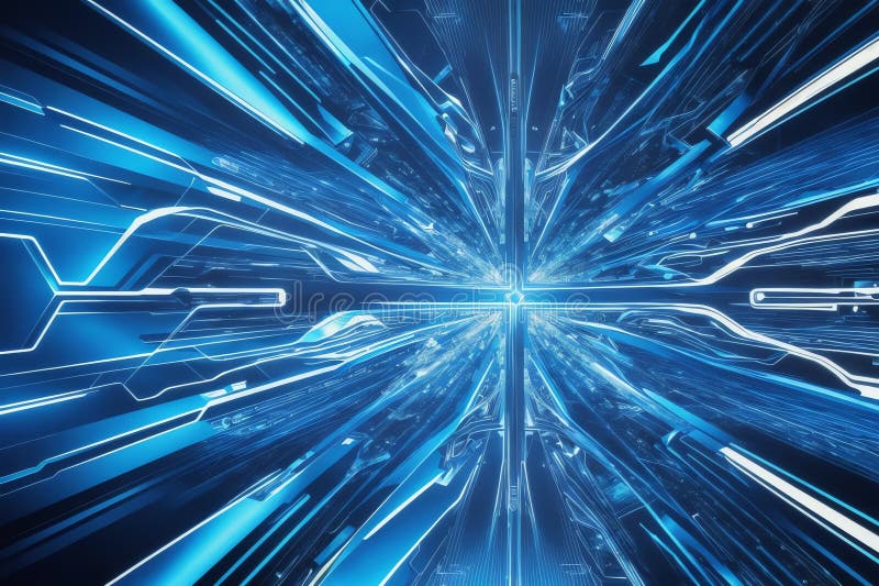 Blue Cyberspace Future.AI Generated Stock Illustration - Illustration ...