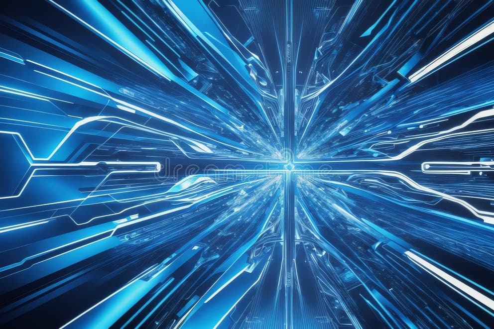Blue Cyberspace Future.AI Generated Stock Illustration - Illustration ...