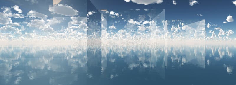 Fantasy on a Cloudy Sky with Clear Blue Gradient Colors and a Glass ...