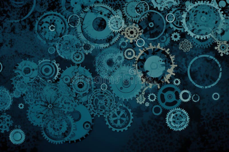 Blue Horizontal Background with Gears. Generative AI Stock Illustration ...