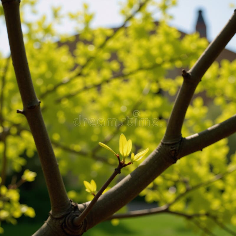 A Blurred Scene Featuring Trees Bathed in Sunshine during Spring or ...