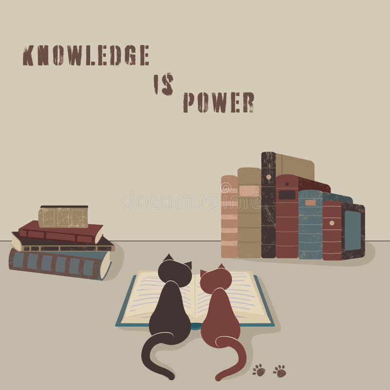 Concept:book or Reading is Source of Knowledge.Two Cats Sit Over Open ...