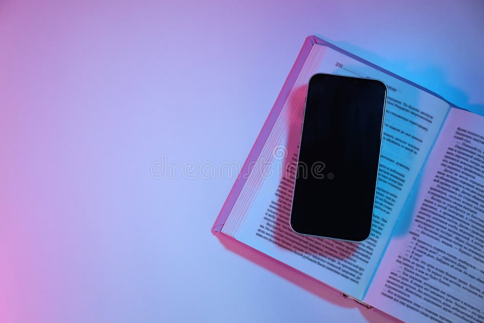 Concept of Books Vs Technology, Space for Text Stock Photo - Image of ...