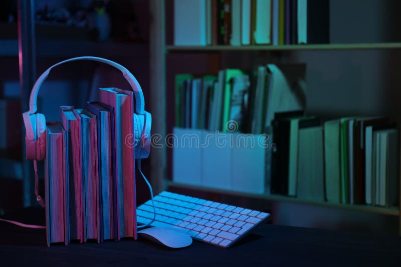 Concept of Books Vs Technology, Space for Text Stock Image - Image of ...