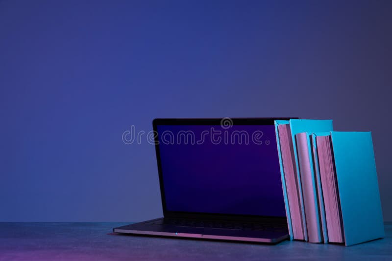 Concept of Books Vs Technology, Space for Text Stock Image - Image of ...