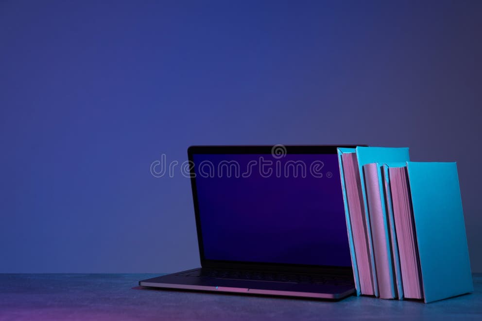 Concept of Books Vs Technology, Space for Text Stock Image - Image of ...