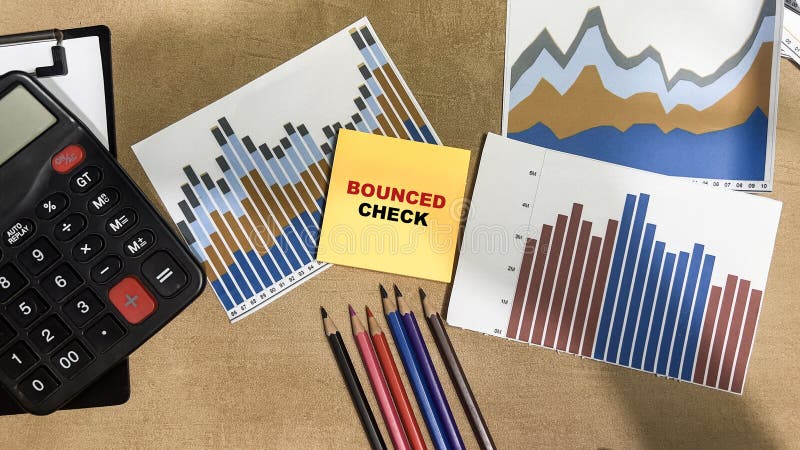 Concept of Bounced Check Write on Sticky Notes Isolated on Wooden Table ...